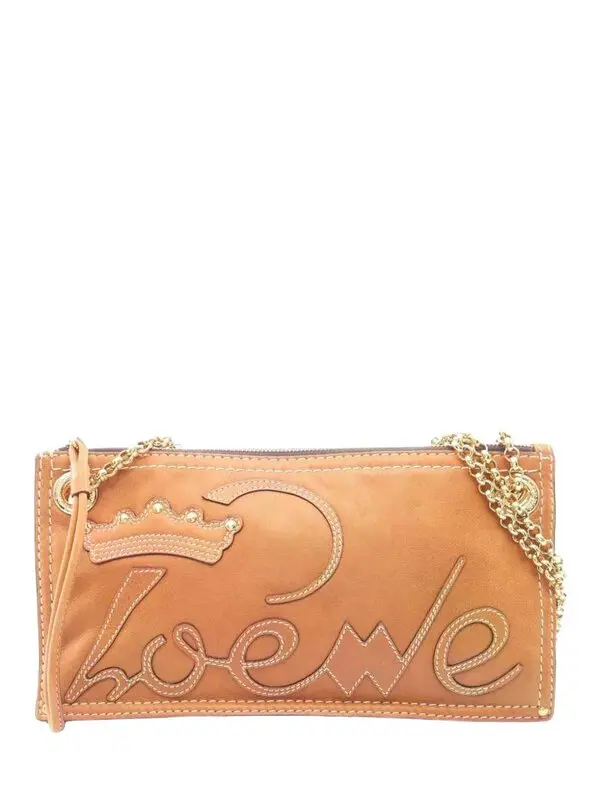 Loewe Leather Shoulder Bag With Chain Strap - Brown
