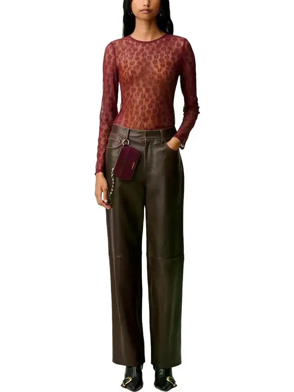 Claudie Pierlot Floral Lace Long-sleeve Top - Red