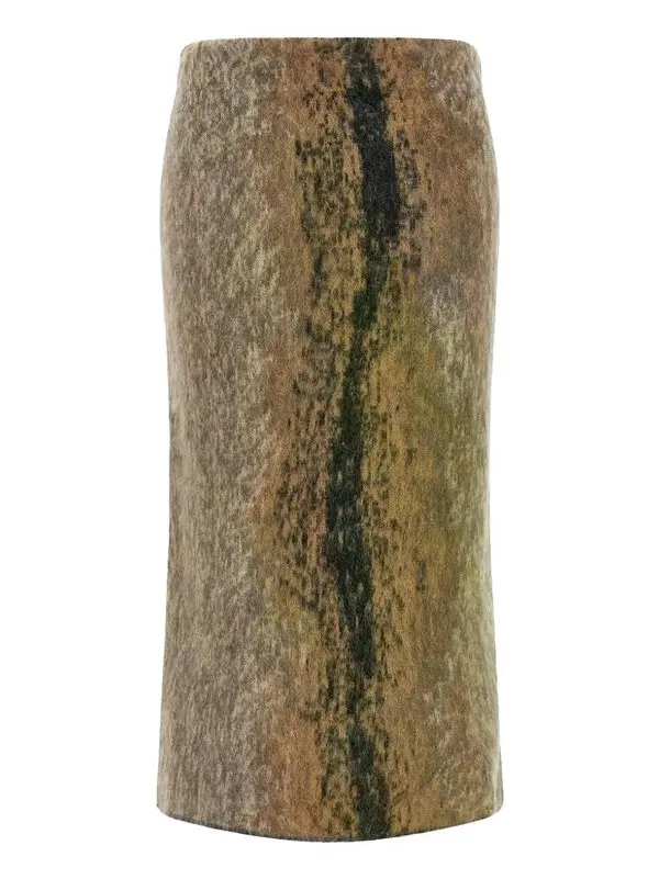 NUDE Brushed Abstract-motif Midi Skirt - Brown