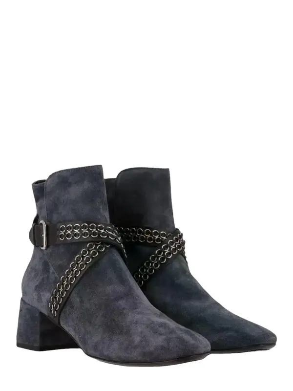 TOD'S Buckled Chain-embellished Ankle Boots - Blue