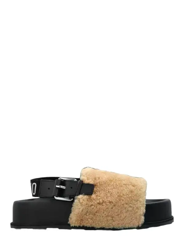 Moschino Platform Sandals With Logo Strap And Buckle - Neutrals