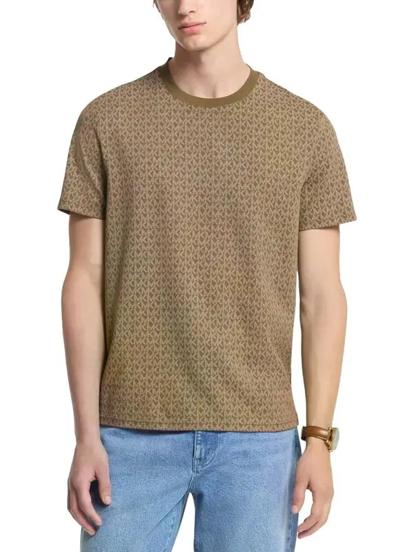Michael Kors Signature Logo Print Cotton Jersey T-shirt - Neutrals