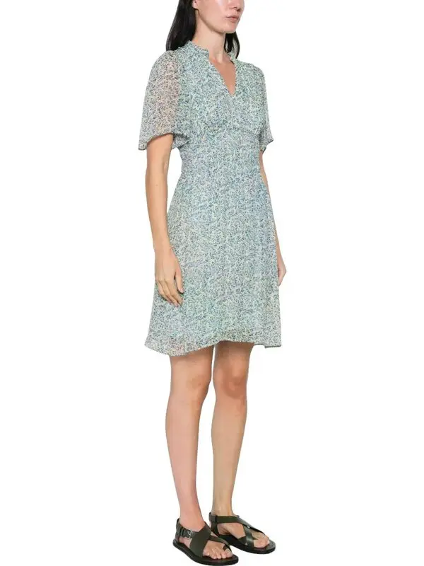 MAISON123 Balmana Floral-print Ruffled-collar Midi Dress - Neutrals