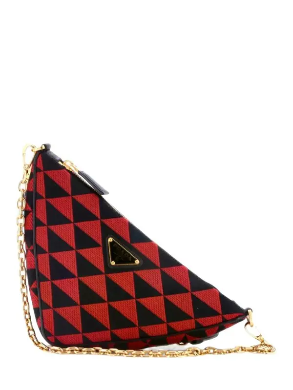Prada Symbol Triangle Jacquard Mini Shoulder Bag - Black