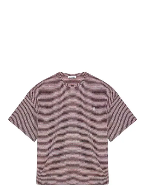 JIL SANDER Striped Embroidered-logo T-shirt - Pink