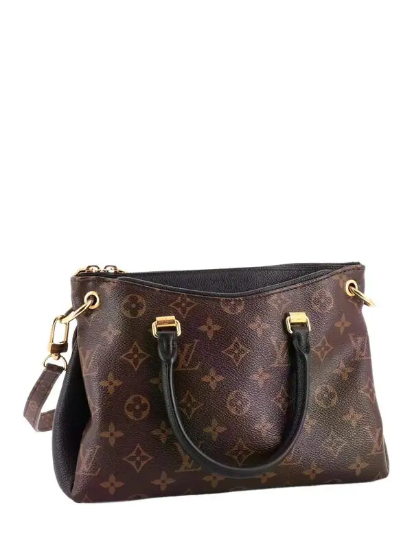 LOUIS VUITTON Monogram Canvas Pallas Tote Shoulder Bag - Black