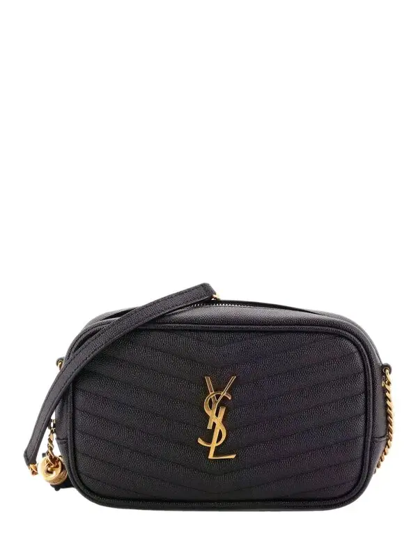 Saint Laurent Matelassé Chevron Leather Mini Camera Crossbody Bag - Black