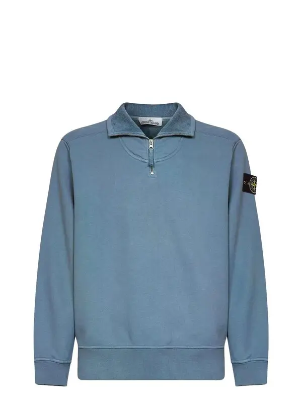 Stone Island Brushed Organic Cotton Fleece Sweatshirt - Blue