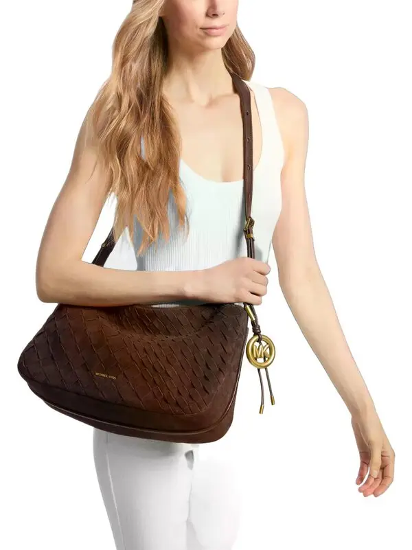 Michael Kors Nolita Braided Suede Shoulder Bag - Brown