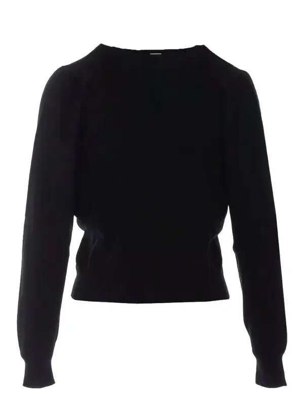 TWINSET V-neck Puff Sleeve Sweater - Black