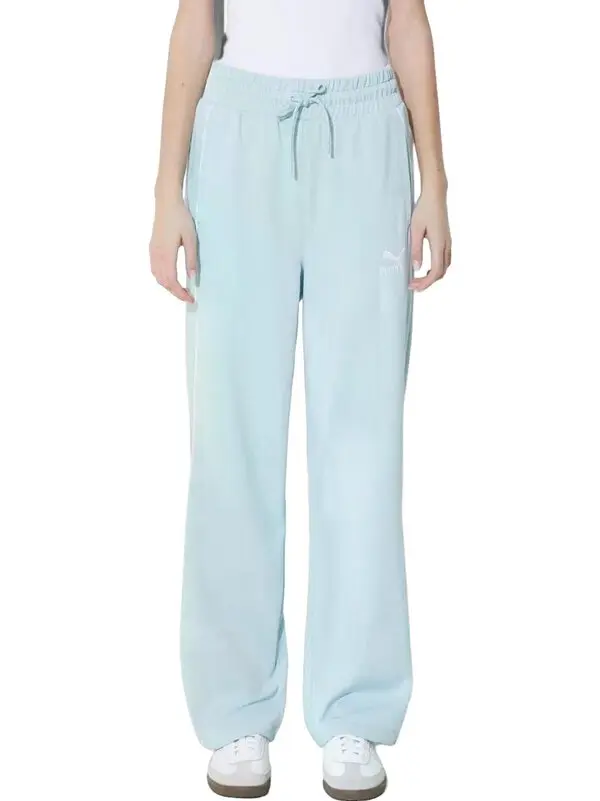 PUMA Logo Embroidered Wide Leg Track Pants - Blue