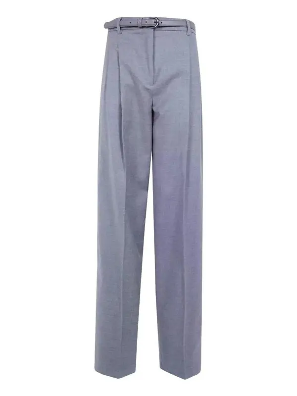 Max Mara Belted Pleated Trousers - Grey