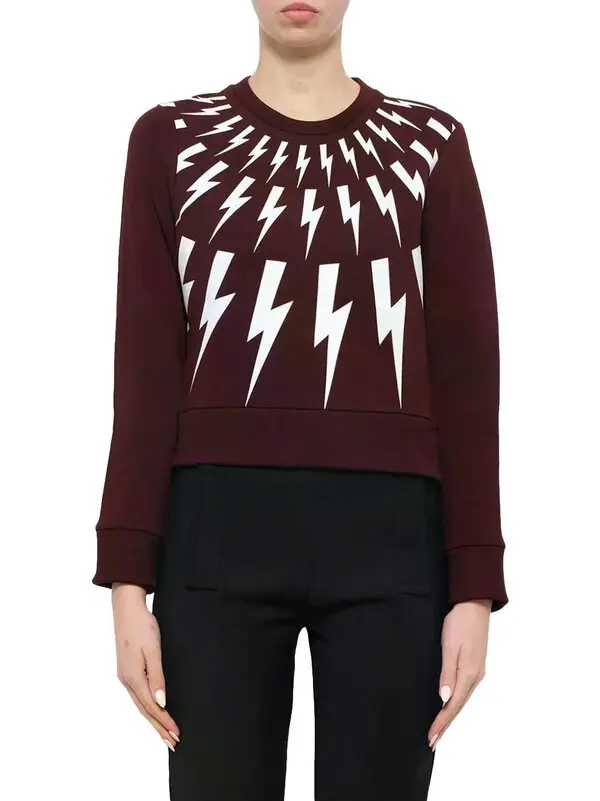Neil Barrett Fair Isle Thunderbolt Sweatshirt - Red