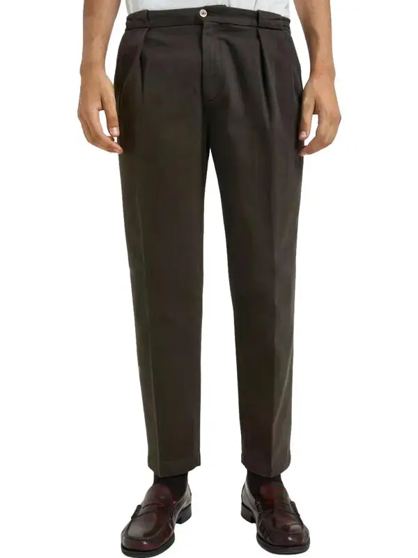 BRIGLIA 1949 Pleated Tapered-leg Trousers - Brown