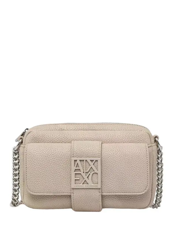 Armani Exchange Logo Plaque Pebbled Camera Bag - Neutrals