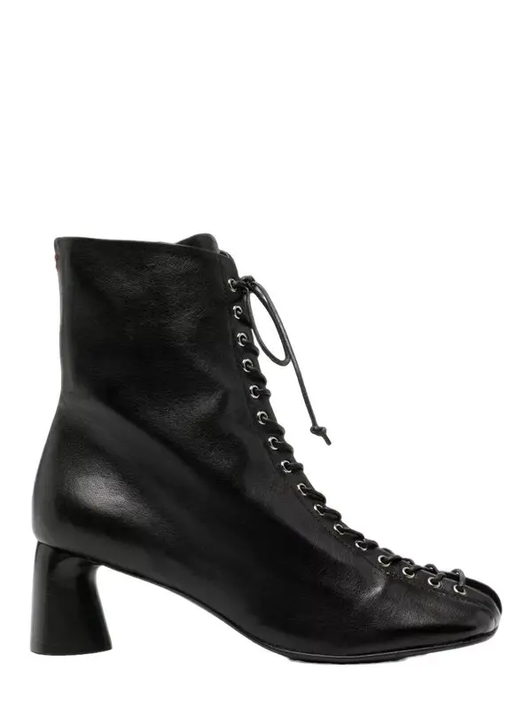 HALMANERA Leather Lace-up Ankle Boots - Black