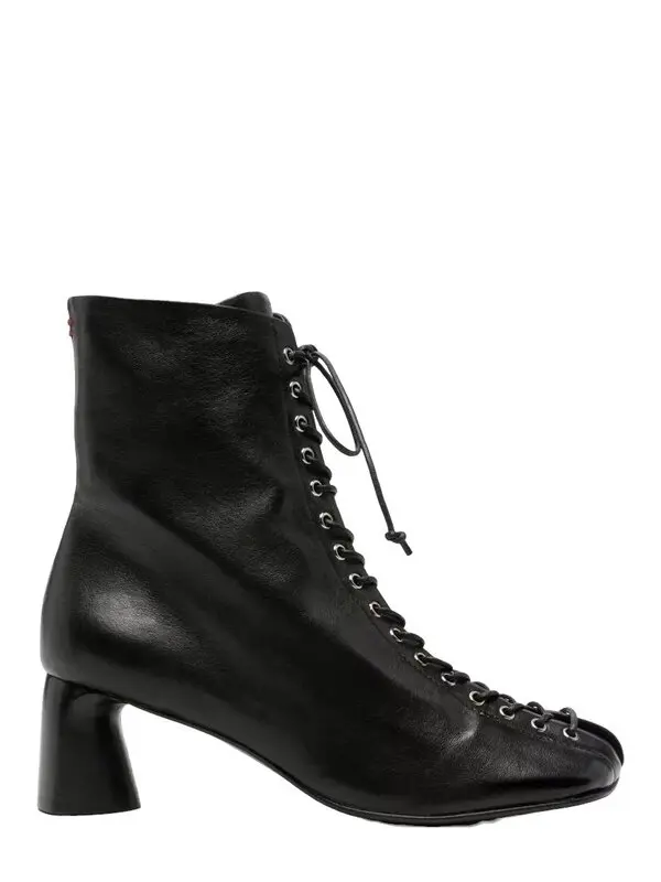HALMANERA Leather Lace-up Ankle Boots - Black