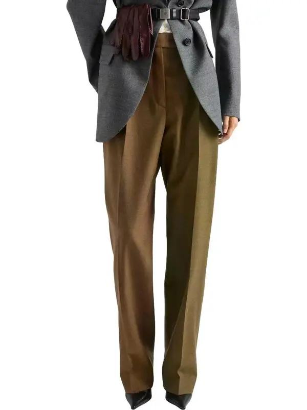 Prada Wool Pleated Trousers - Brown