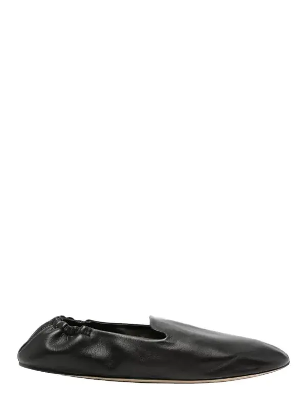 THE ROW Casa Elasticated Leather Slippers - Black
