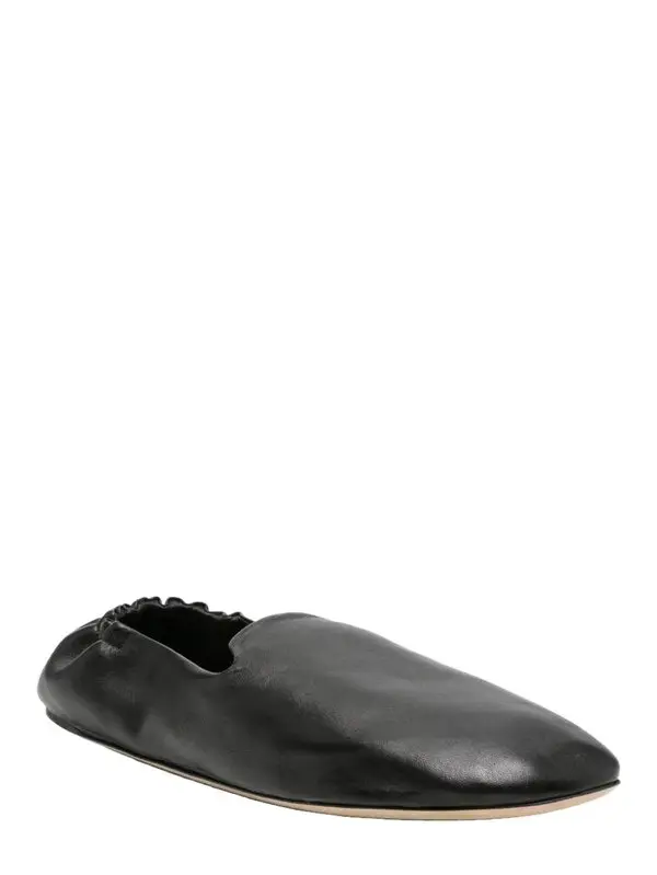 THE ROW Casa Leather Slippers - Black