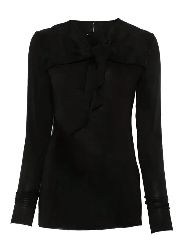 Masnada Jersey Pussy-bow Long-sleeve Top - Black