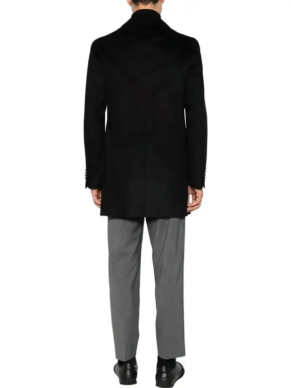 Tagliatore Double-breasted Peak-lapel Coat - Black