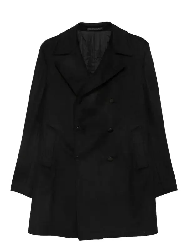 Tagliatore Double-breasted Peak-lapel Coat - Black
