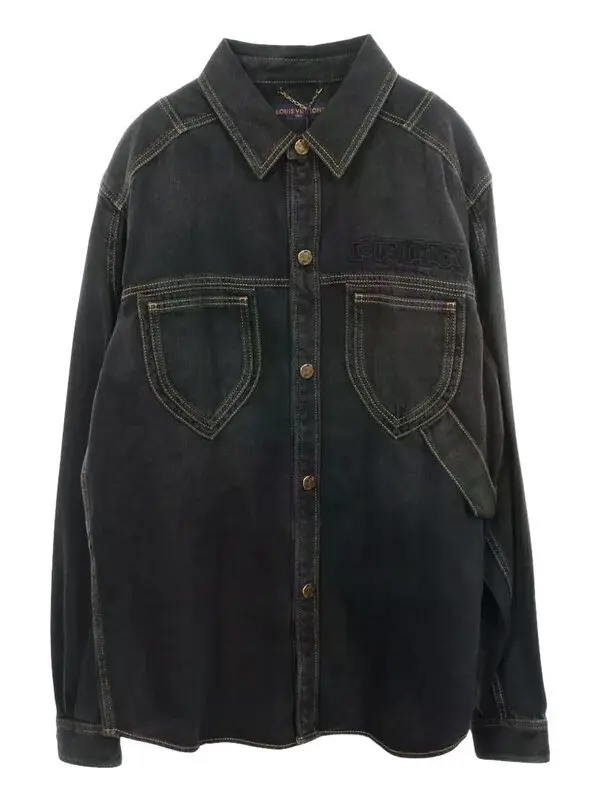 LOUIS VUITTON Logo Embroidered Denim Jacket - Black