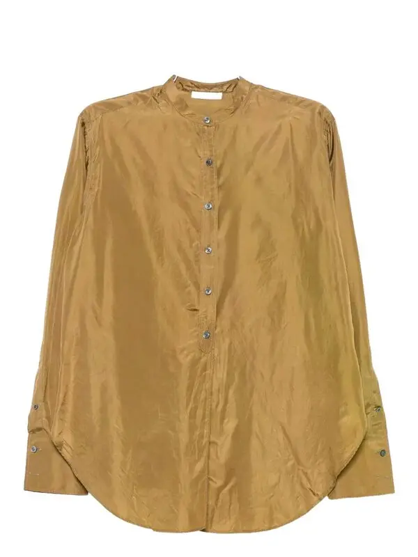 THE ROW Band-collar Silk Shirt - Neutrals