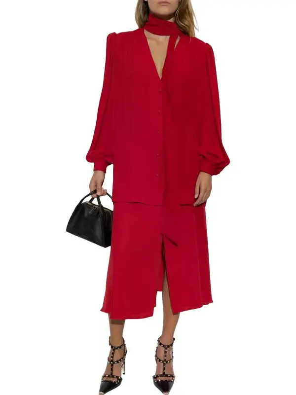 Valentino Garavani Silk Pussy-bow Blouse - Red