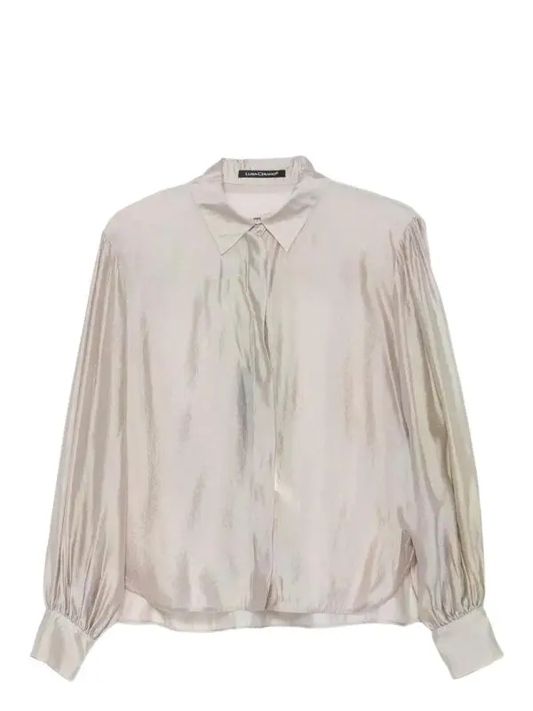 LUISA CERANO Semi-sheer Pleated-sleeve Blouse - Neutrals