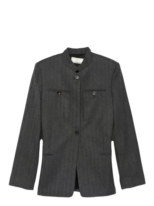 LITKOVSKA Dark Herringbone Button-up Layered-back Jacket - Grey