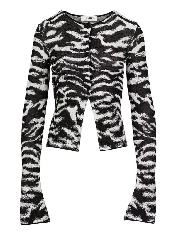 Attico Zebra Jacquard Button-up Cardigan - Black