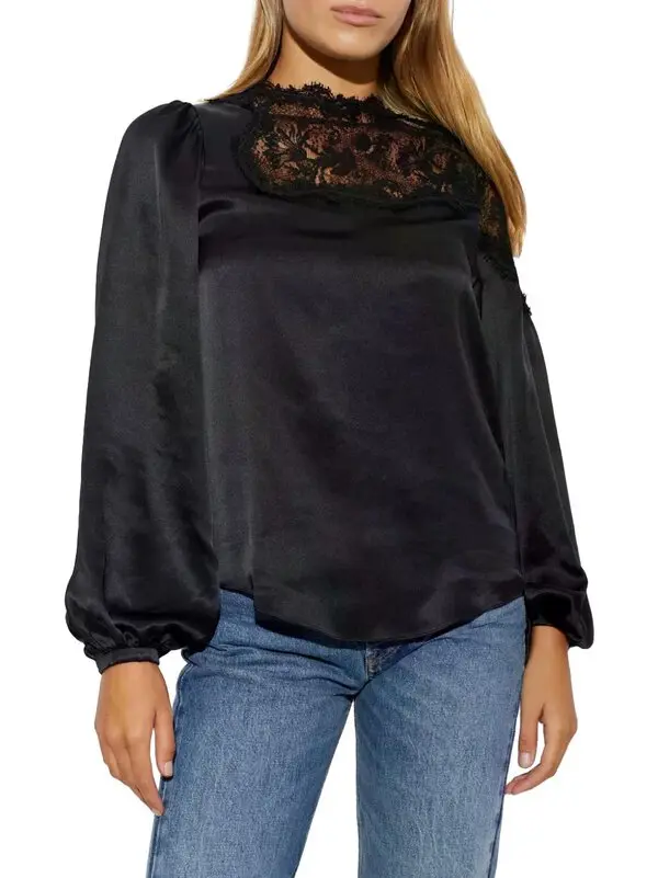 Isabel Marant Étoile Lace-panelled Satin Blouse - Black