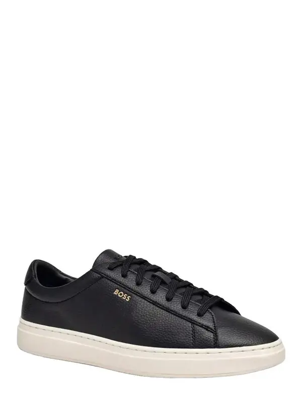 BOSS Kieran Grained Leather Lace-up Sneakers - Black