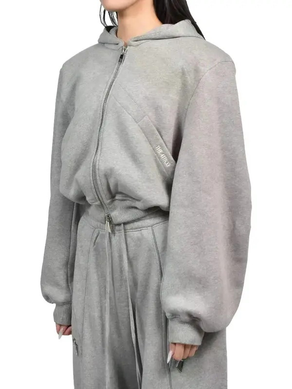 Attico Logo-embroidered Two-way Zip Hoodie - Grey