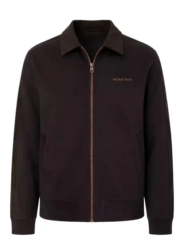 Paul Smith Corduroy Trim Zip-up Jacket - Black