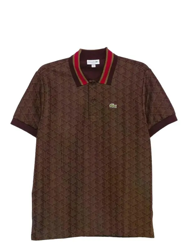 Lacoste Monogram-print Polo Shirt - Brown