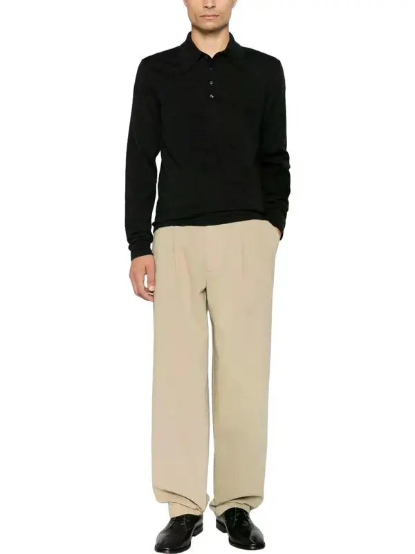 LEMAIRE Long-sleeve Polo Sweater - Black