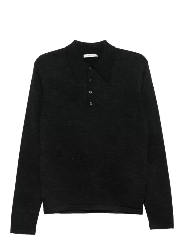 LEMAIRE Long-sleeve Polo Sweater - Black