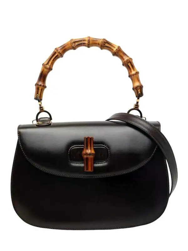 Gucci 20th Century Calfskin Bamboo Night Satchel - Black
