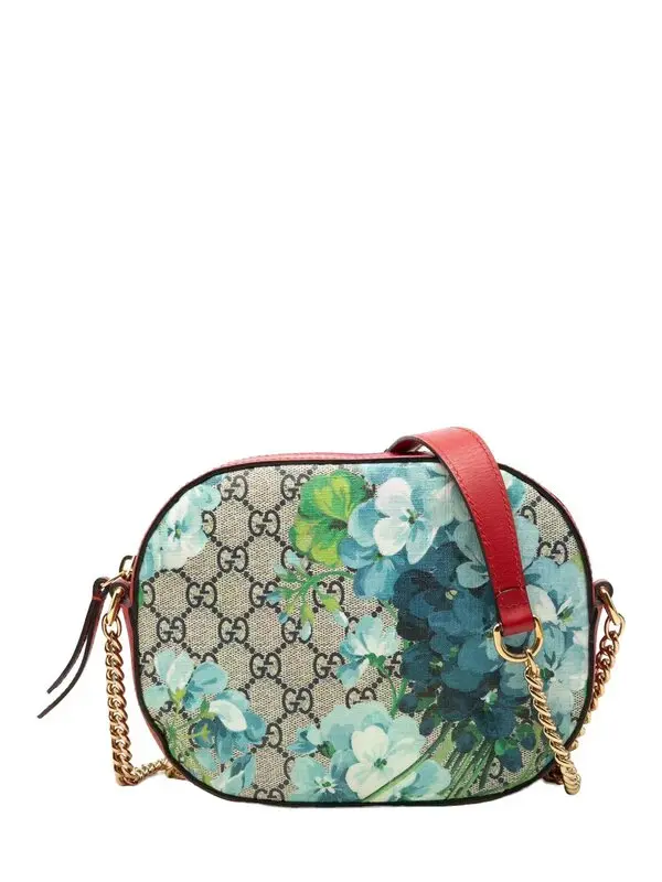 Gucci Gg Supreme Blooms Chain Crossbody Bag - Red