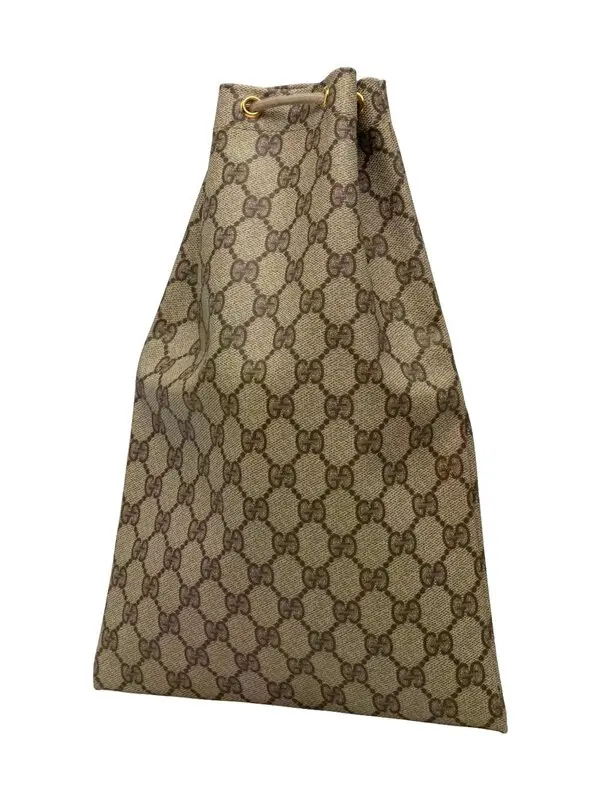 Gucci Gg Supreme Monogram Drawstring Pouch - Neutrals