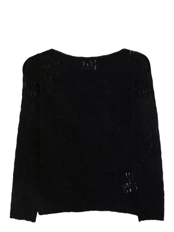 Alpha Studio Open-knit Boat-neck Sweater - Black