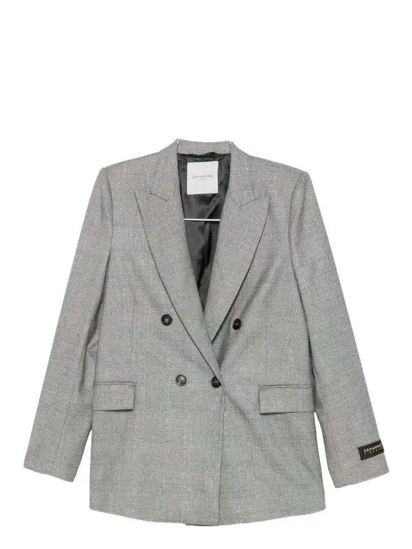 ERMANNO FIRENZE Prince Of Wales Check Double-breasted Jacket - Grey