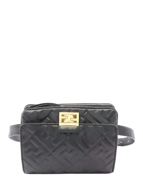 Fendi Ff Embossed Leather Belt Bag - Black