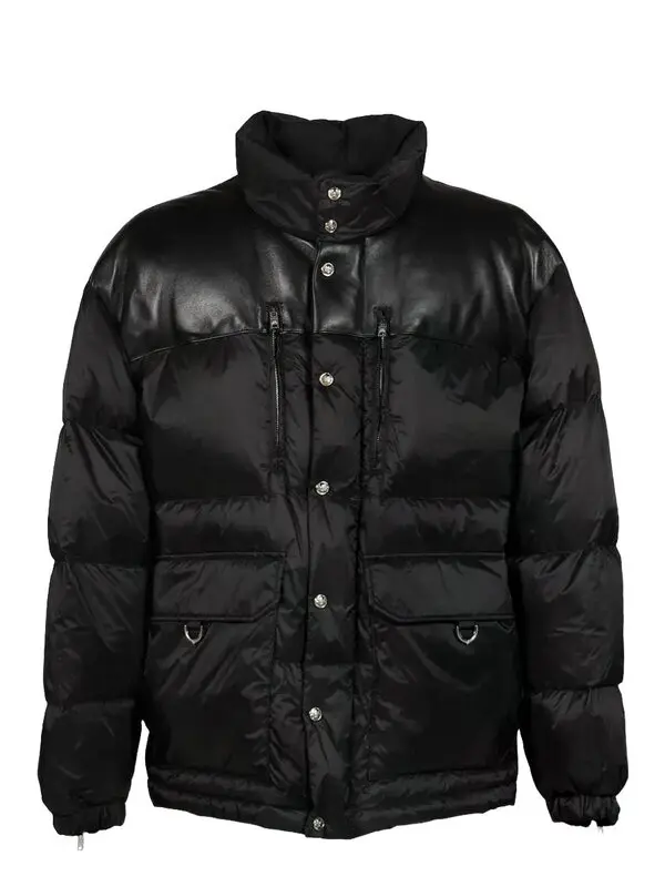MASTERMIND WORLD Quilted Down Jacket With Leather Paneling - Black