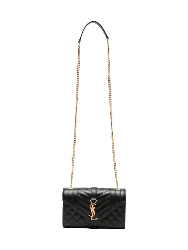 Saint Laurent Envelope Quilted Leather Shoulder Bag - Black