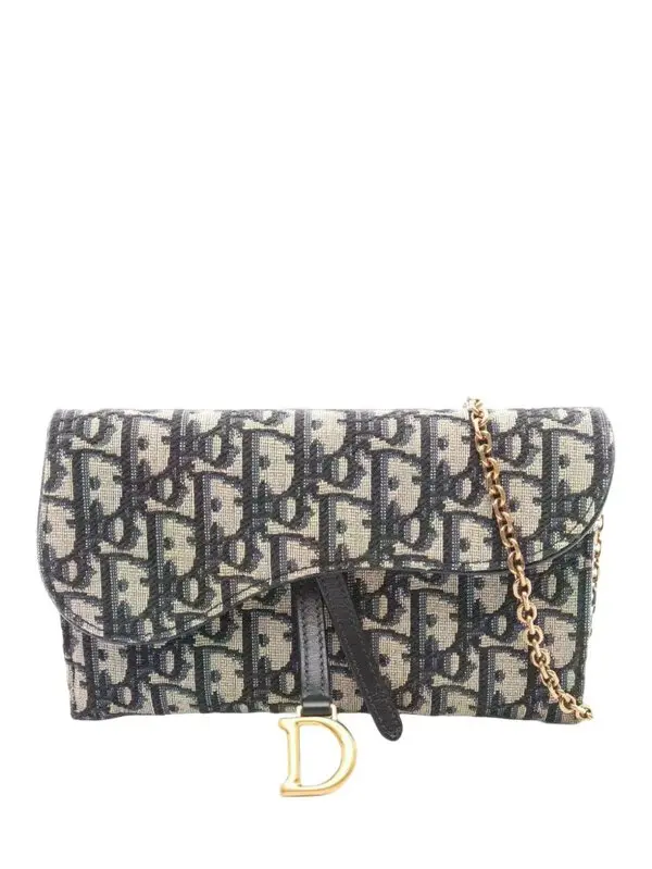 Dior Saddle Oblique Jacquard Canvas Cross Body Bag - Blue