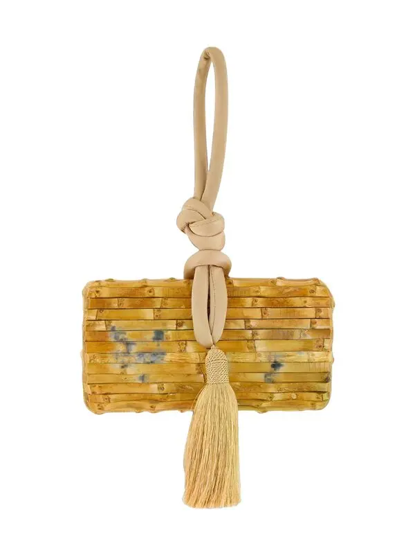 Glorinha Paranagua Tanit Bamboo Clutch Bag - Neutrals